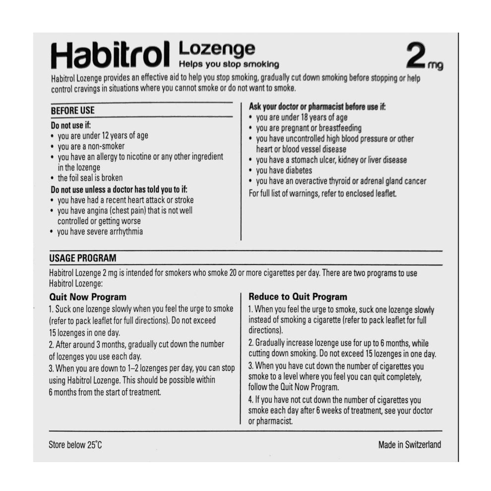 Habitrol Lozenge 2mg Mint 216 piece box – NRTshop